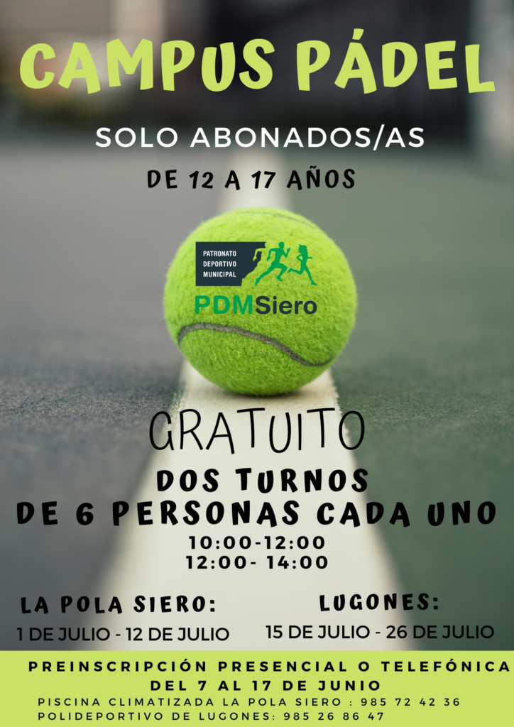 Campus de pádel julio 2024 - Ayuntamiento de Siero